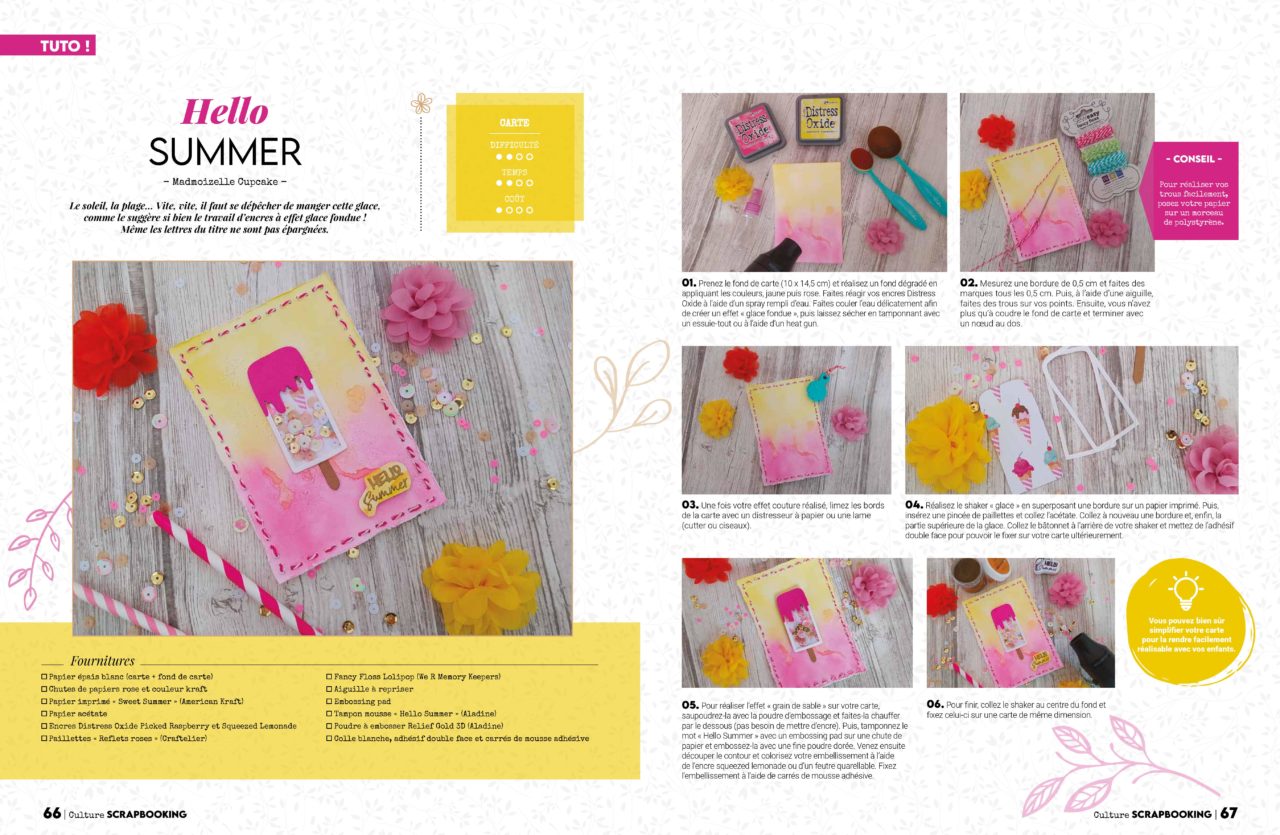 Culture Scrapbooking n° 2 - Tuto carte "Hello Summer" - Madmoizelle Cupcake